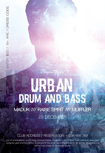 White Modern Drum And Bass Premium Flyer Template PSD | by Elegantflyer