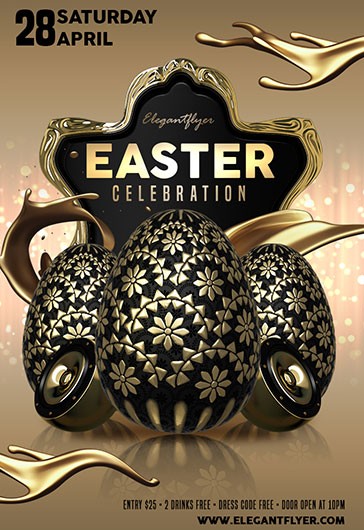 Black and Gold Luxury Easter Party Premium Flyer Template PSD | by ...