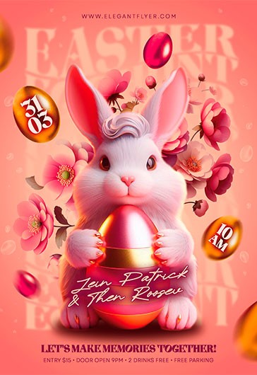 Purple Fantaisie et romantique Affiche de Pâques Free Modèle de poster PSD gratuit