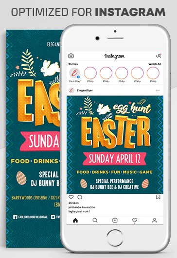 Green Creative Easter Egg Hunt Free Social Media Template PSD | by ...