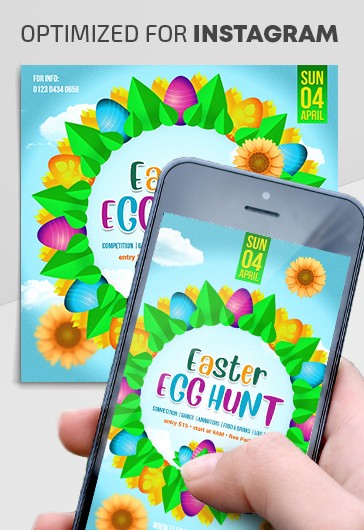 Green Creative Easter Egg Hunt Premium Social Media Template PSD | by ...