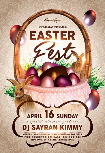White Creative Easter Fest Free Flyer Template PSD | by Elegantflyer