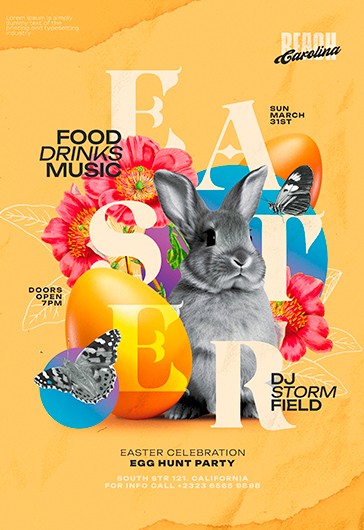 Blue Bright Easter Brunch & Egg Hunt Premium Flyer Template PSD | by ...