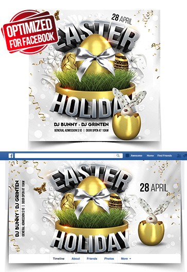 White Luxury Easter Holiday Facebook Premium Social Media Template PSD