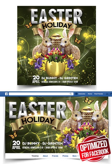 Gold Artistic Easter Holiday Facebook Free Social Media Template PSD ...