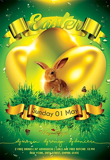 Green Creative Easter Party V05 Free Flyer Template PSD | by Elegantflyer