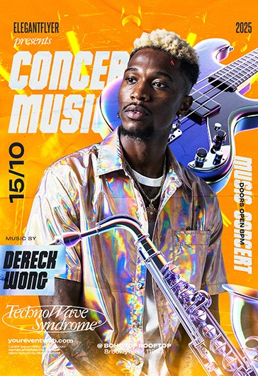 Yellow Colorful Editable Music Concert Free Flyer Template PSD | by ...
