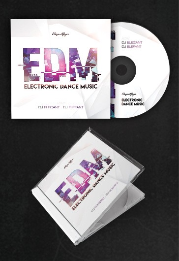 White Glitch EDM Free CD Album Cover Template PSD | by Elegantflyer