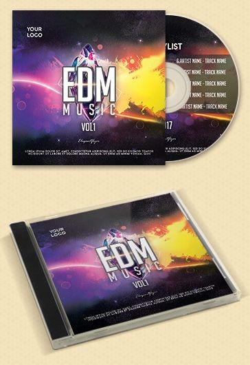 Yellow Abstract Edm Music Free CD Album Cover Template PSD | by ...