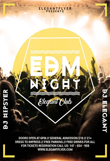 Yellow Creative EDM Night Free Flyer Template PSD | by Elegantflyer