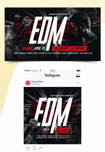 Black Creative EDM Premium Social Media Template PSD | by Elegantflyer