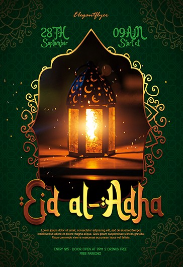 Green Aesthetic Eid Al-Adha Premium Flyer Template PSD | by Elegantflyer