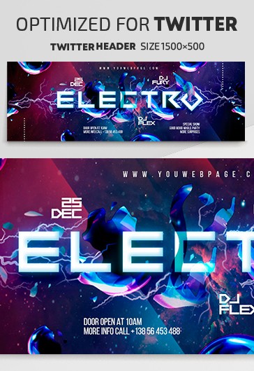 Blue Creative Electro Party Twitter Free Social Media Template PSD | by ...
