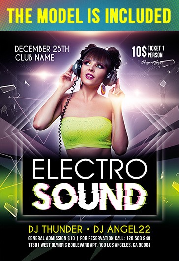 Multicolor Modern Electro Sound Free Flyer Template PSD | by Elegantflyer