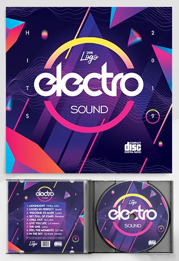 Purple Creative Electro Sound Premium CD Album Cover Template PSD | by ...