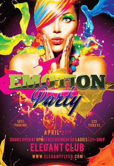 Multicolor Colorful Emotion Party Premium Flyer Template PSD | by ...