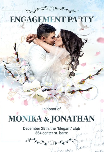 White Aesthetic Engagement Party Free Invitation Template PSD | by ...