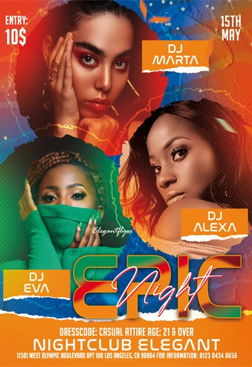 Multicolor Colorful Epic Party Free Flyer Template PSD | by Elegantflyer