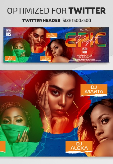 Epic Party - Free Twitter Header PSD Template - 10029774 | by ElegantFlyer