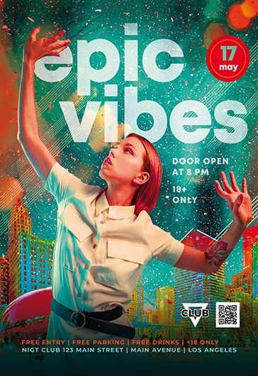 Blue Bright Epic Vibes Premium Flyer Template PSD | by Elegantflyer