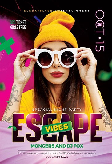 Multicolor Colorful Escape Vibes Premium Flyer Template PSD | by ...