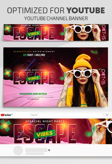 Pink Creative Escape Vibes Youtube Premium Social Media Template PSD ...