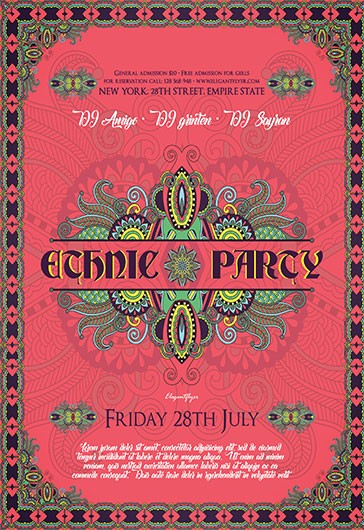 Red Artistic Ethnic Party Premium Flyer Template PSD | by Elegantflyer