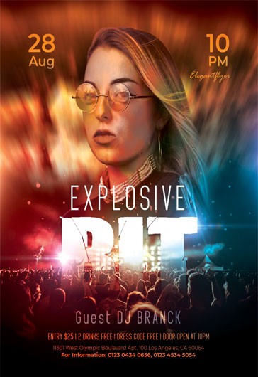 Multicolor Splendere Esplosivo Bit V02 Modello di Volantino Premium PSD