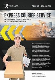 Black Professional Express Courier Service Premium Flyer Template PSD ...