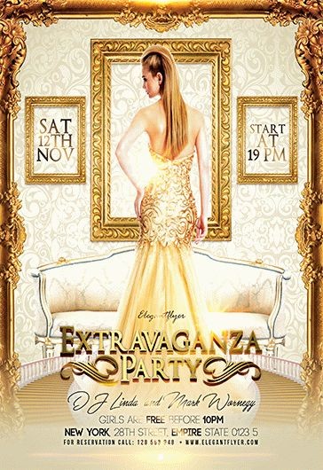 Gold Glamorous Extravaganza Party Premium Flyer Template PSD | by ...