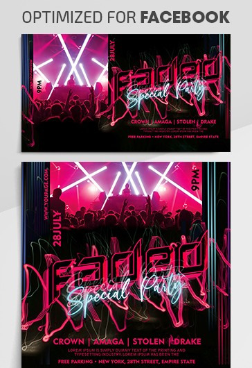 Faded Party - Free Facebook Cover Template in PSD + Post + Event cover ...
