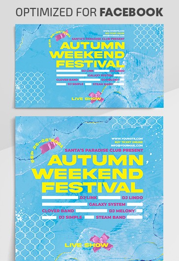 Blue Minimalist Autumn Festival Facebook Premium Social Media Template PSD