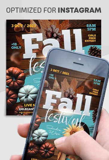 Brown Creative Fall Festival Instagram Premium Social Media Template PSD
