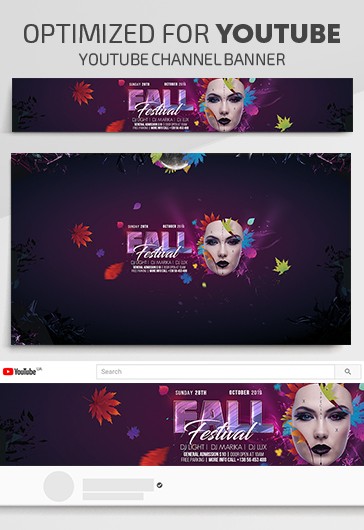 Purple Creative Fall Festival Youtube Premium Social Media Template PSD