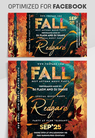Fall Party - Free Facebook Cover Template in PSD + Post + Event cover ...