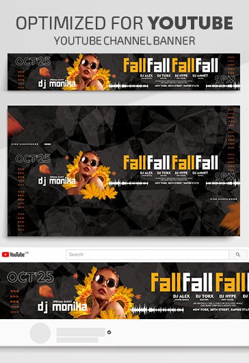 Fall Party - Free Youtube Channel banner PSD Template - 10031137 | by ...