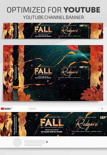 Fall Party - Free Youtube Channel banner PSD Template - 10030823 | by ...
