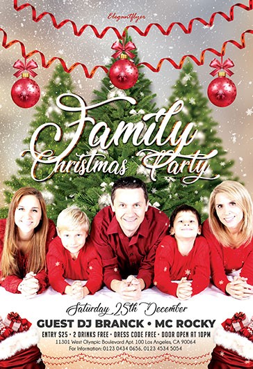 White Creative Family Christmas Party Premium Flyer Template PSD | by ...