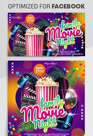 Purple Creative Family Movie Night Premium Social Media Template PSD ...