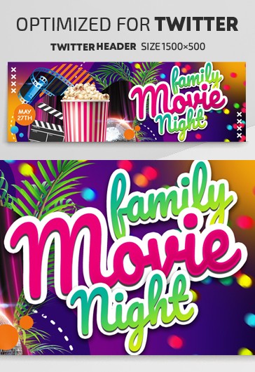 Purple Colorful Family Movie Night Premium Social Media Template PSD ...
