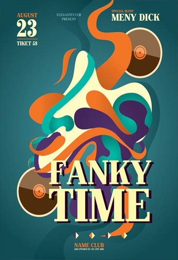 Blue Illustrated Fanky Time Premium Flyer Template PSD | by Elegantflyer