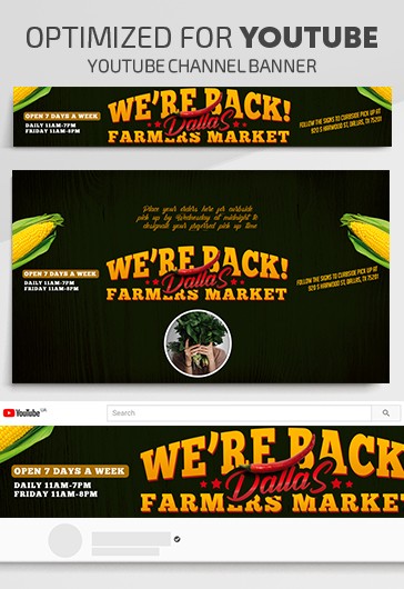 Farmers Market - Free Youtube Channel banner PSD Template - 10027643 ...