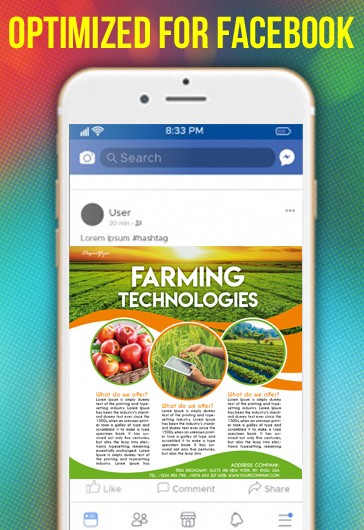 Green Simple Farming Technologies Facebook Free Social Media Template PSD