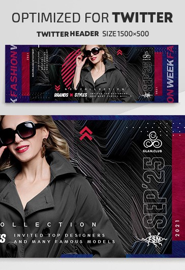 Red Modern Fashion Week Twitter Premium Social Media Template PSD | by ...