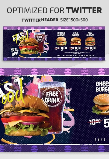 Fast Food Menu - Free Twitter Header PSD Template - 10028228 | by ...