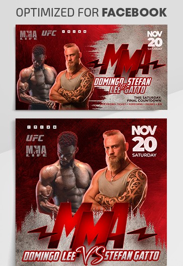 Red Simple Fight Premium Social Media Template PSD | by Elegantflyer