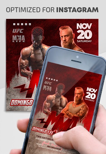 Red Simple Fight Instagram Premium Social Media Template PSD | by ...