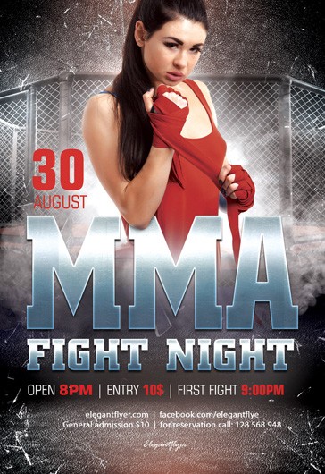 Gray Simple Fight Night Premium Flyer Template PSD | by Elegantflyer