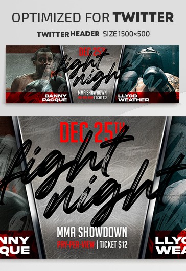 Fight Night - Free Twitter Header PSD Template - 10028788 | by ElegantFlyer