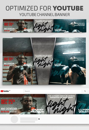 Fight Night - Free Youtube Channel banner PSD Template - 10028789 | by ...